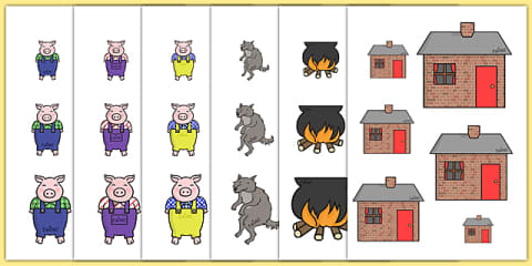 Three Little Pigs Number Matching Activity