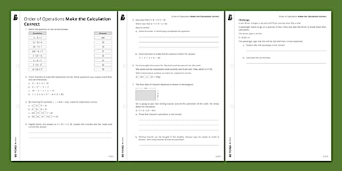 Mental Calculation with Mixed Operations Worksheet