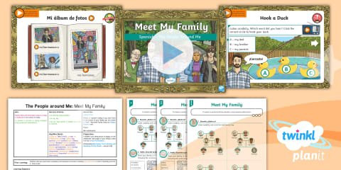 Spanish: Family Members Interactive Matching Activity
