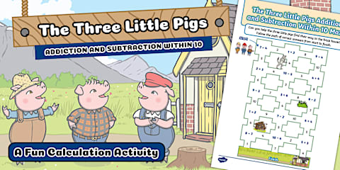 The Three Little Pigs Addition and Subtraction Within 20 Maze