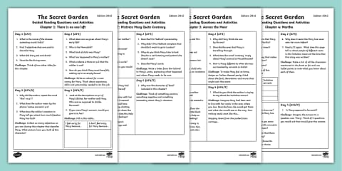 The Secret Garden Challenge Activity Worksheets
