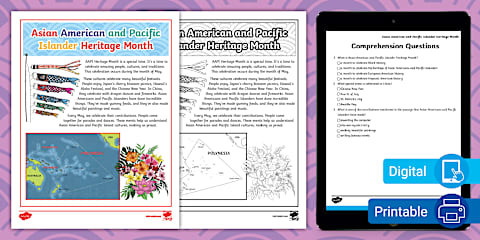 Asian American and Pacific Islander Heritage Month Reading Passage ...