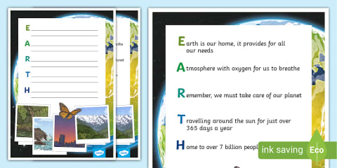 Earth Day Recycling Acrostic Poem Template