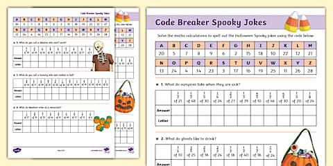 Halloween Jokes Algebra Code Breaker