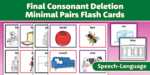 Initial Consonant Deletion Minimal Pairs Flash Cards for SLP