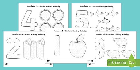 Numbers 1-5 Colouring Activity