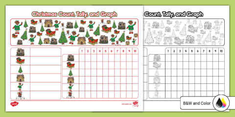 First Grade Winter Count, Tally, and Graph Worksheet