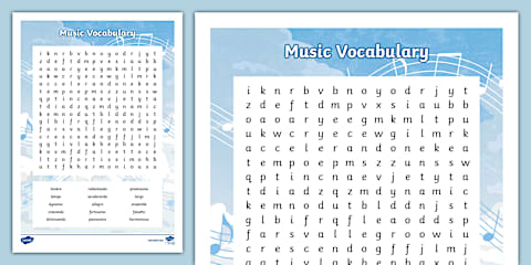 Music Notation Word Search 3rd/4th Class