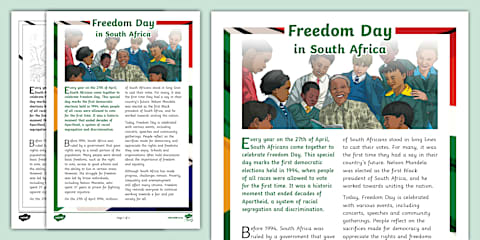 South Africa: Freedom Day 27th April Display Poster
