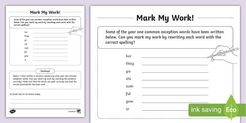 Mark My Work! Year 2 Common Exception Words
