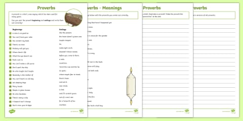 Proverbs and Idioms Crossword Puzzle