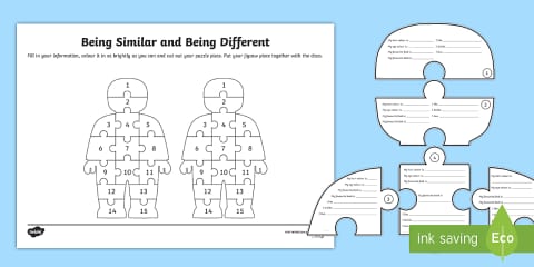 We Are All Different: You and Me Sorting Venn Diagram Worksheet