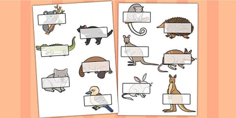 Editable Self-Registration Labels (Australian Animals)