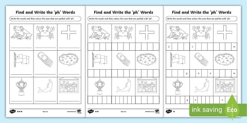 -ph Digraphs Cut and Paste Worksheet
