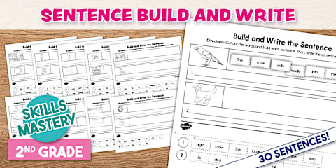 Writing Super Sentences Differentiated Practice Sheets for 1st-2nd Grade