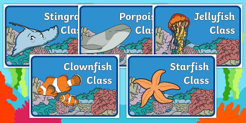 Under the Sea Class Group Signs Editable - Sea life, sea creatures ...