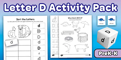Letter Dd Sorting File Folder Activity for PreK-K