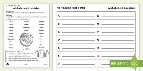 Alphabetical Order Activity