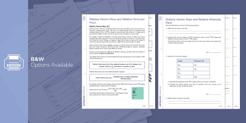 Calculating Moles, Mass and Mr Worksheet