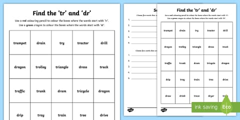 'dr' Blend Word Search