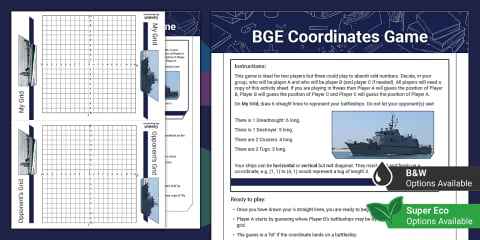 Sixth Grade Plotting Points on the Coordinate Plane Battleships Game