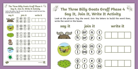 The Three Billy Goats Gruff Phase 4 Early Reading Comprehension Activity