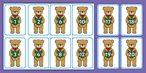 Teddy Bear Count and Match Numbers to 20 Worksheet