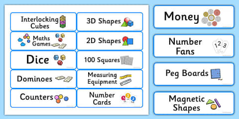 Maths Equipment Tray Labels