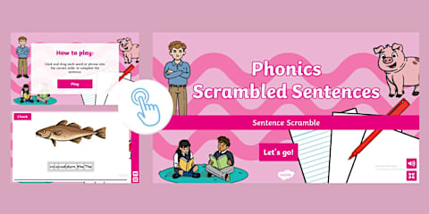 Set 2 Phonics Scrambled Sentences to support the teaching of Phonics Plus 1