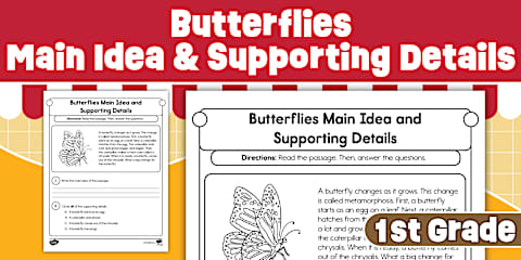 First Grade Main Idea Read and Write the Room Worksheet