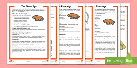 The Stone Age Non-Chronological Report Template