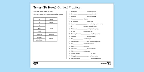 Present Tense Regular AR, ER, IR Verbs Worksheet Spanish