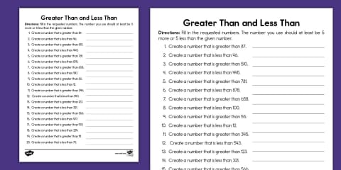 Second Grade Turkey Theme Comparing Numbers Worksheet