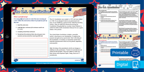 The U.S. Constitution Vocabulary Mat