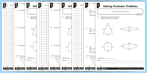 Shape Perimeter Word Problems Challenge Cards