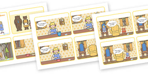 Goldilocks and the Three Bears Cut and Stick Story Sequencing Activity