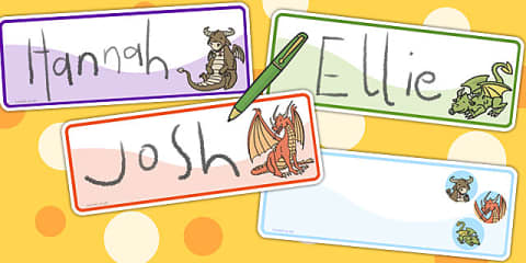 Dragon Themed Editable Drawer-Peg-Name Labels (Blank)