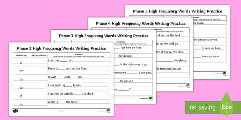 High Frequency Sight Words Practice Worksheets