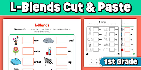 First Grade Three-Letter Consonants Blends Cut & Paste Worksheet
