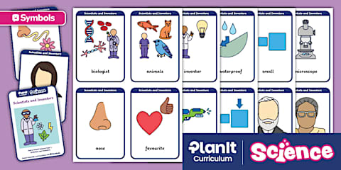 Twinkl Symbols: PlanIt Science: Scientists and Inventors: Year 4: AAC Mat