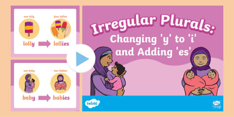 Irregular Plurals: Changing 'y' to 'i' and Adding 'es' Display Posters