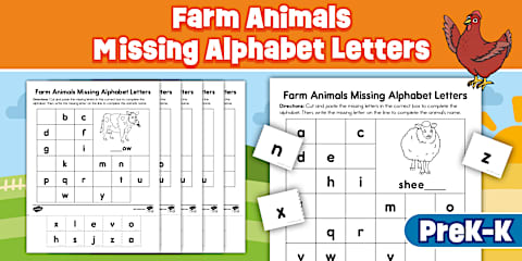 Back to School Missing Letters Cut and Paste Worksheet for PreK-K