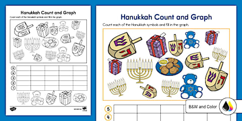 Hanukkah Number Match-Up Worksheet