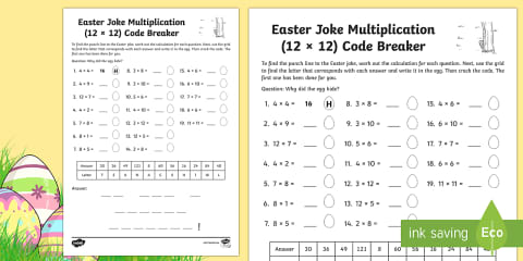 Easter Joke Multiplication Code Breaker Worksheet