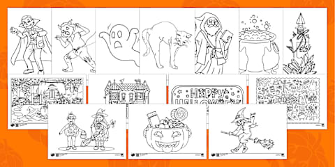 Halloween-Themed Mindfulness Colouring Sheets