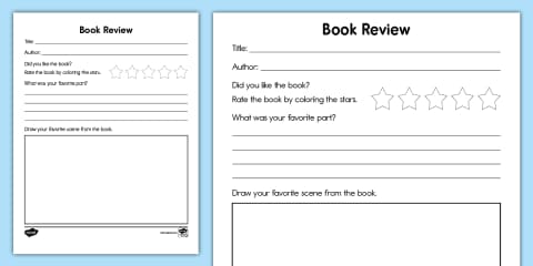 My Book Review Writing Worksheet