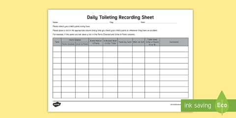 Nappy Changing Record Sheet for Private Childcare Settings