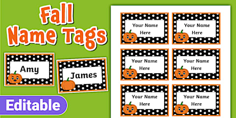 Editable Student Name Tags