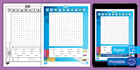 Tier 3 Art Vocabulary Interactive Word Search for 3rd-5th Grade