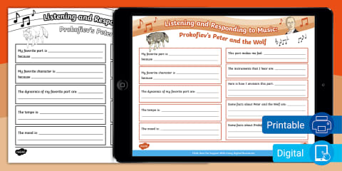 Peter and the Wolf Character Worksheet